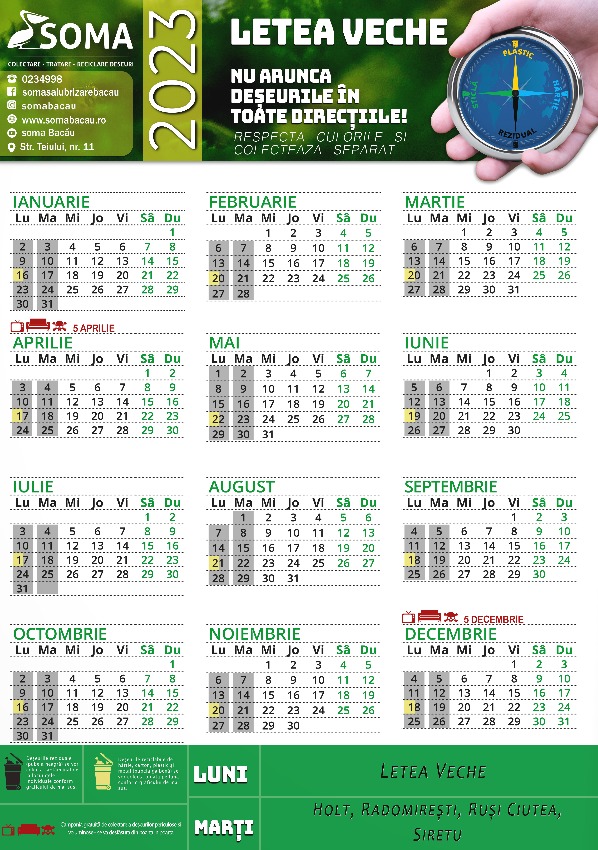 Program colectare deșeuri luna 𝐢𝐚𝐧𝐮𝐚𝐫𝐢𝐞 𝟐𝟎𝟐𝟑 – com. Letea Veche ...